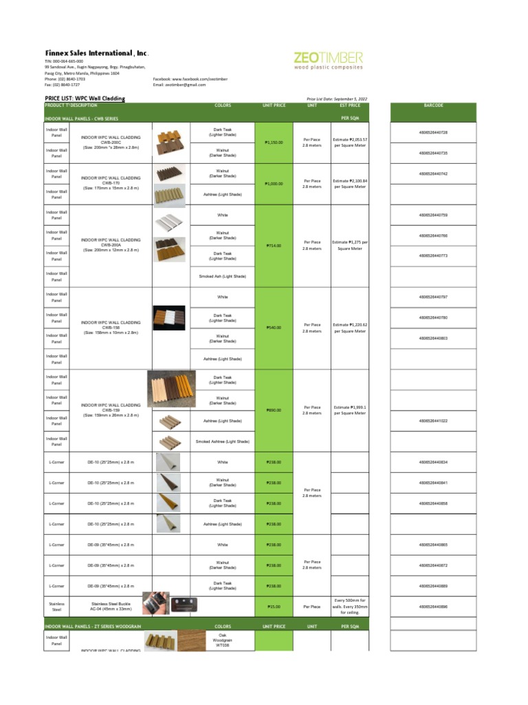 FSI ZeoTimber Wall Cladding Price List 09052022 | PDF | Building ...