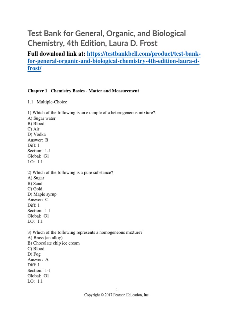 Test Bank For General Organic and Biological Chemistry 4th Edition ...