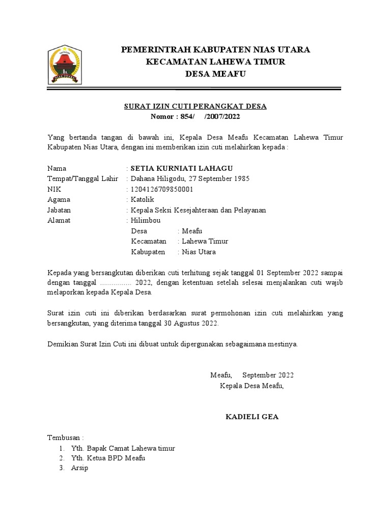 Surat Keterangan Cuti | PDF