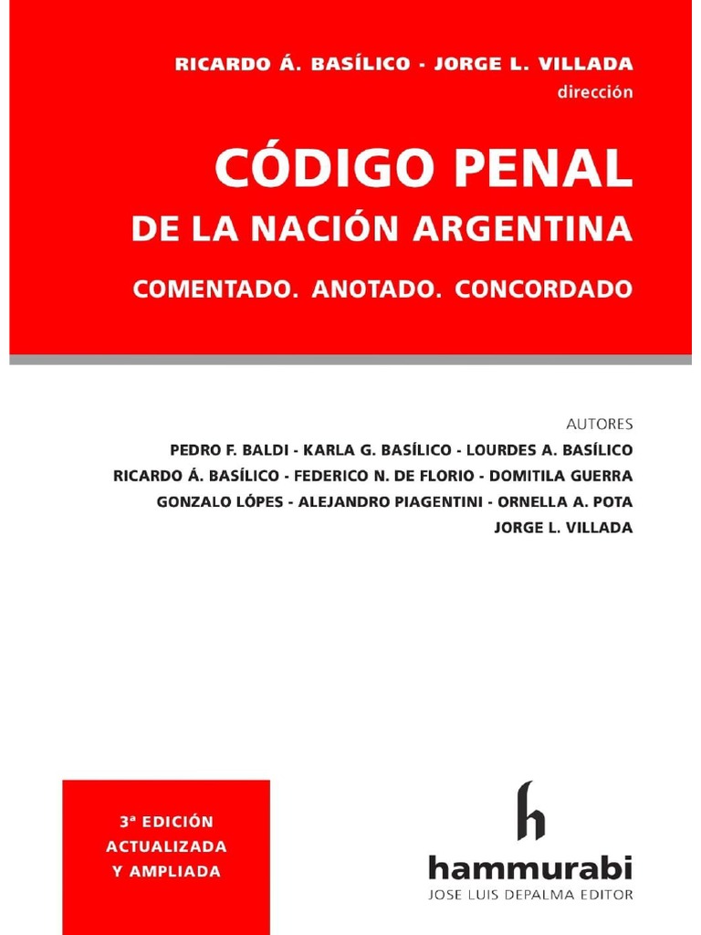 Codigo Penal de La Nacion Argentina. 2023. Ricardo Basilico. Jorge ...