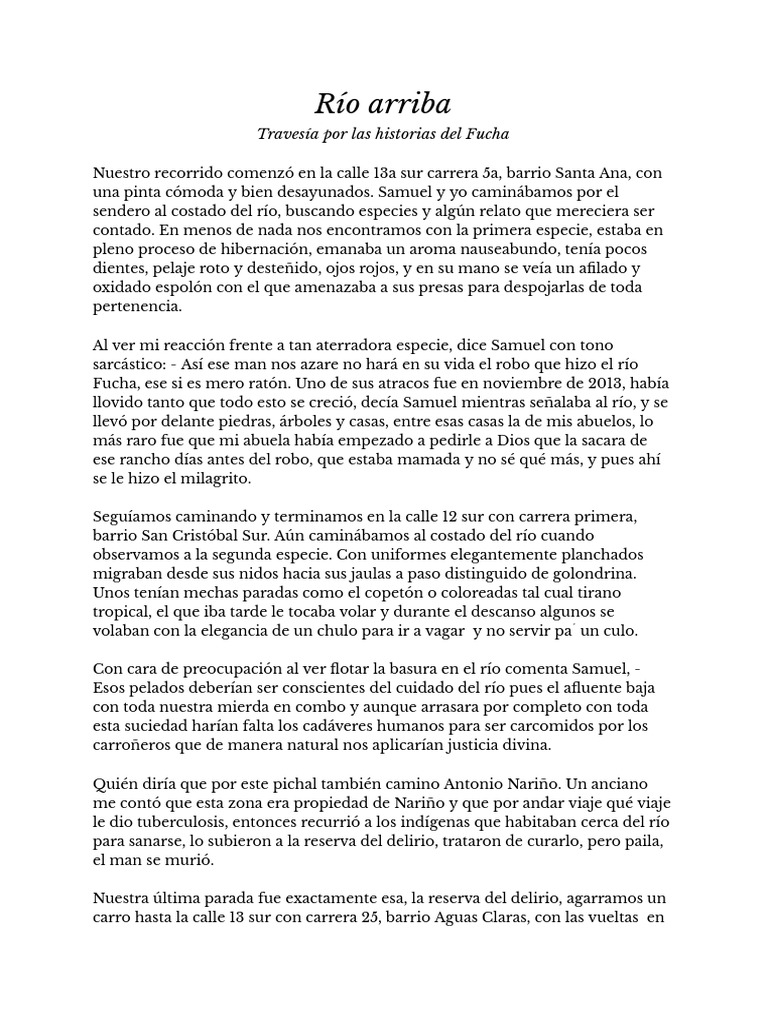 Historias del Río Fucha en Bogotá | PDF | Poetry
