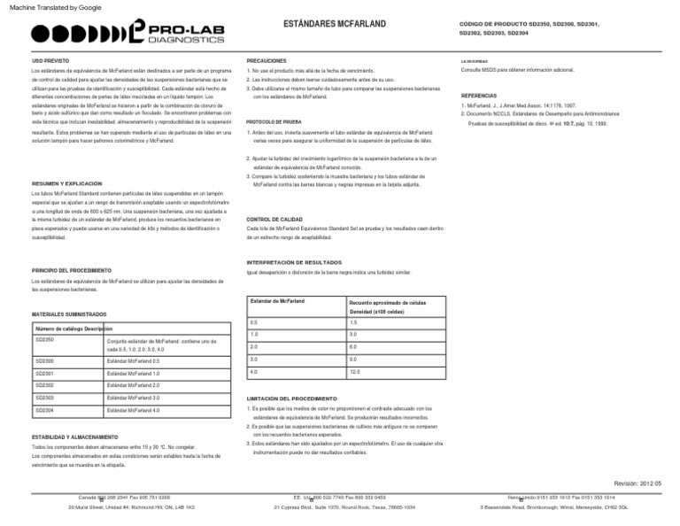 Mcfarland Standards Pdf Ciencias Fisicas Química