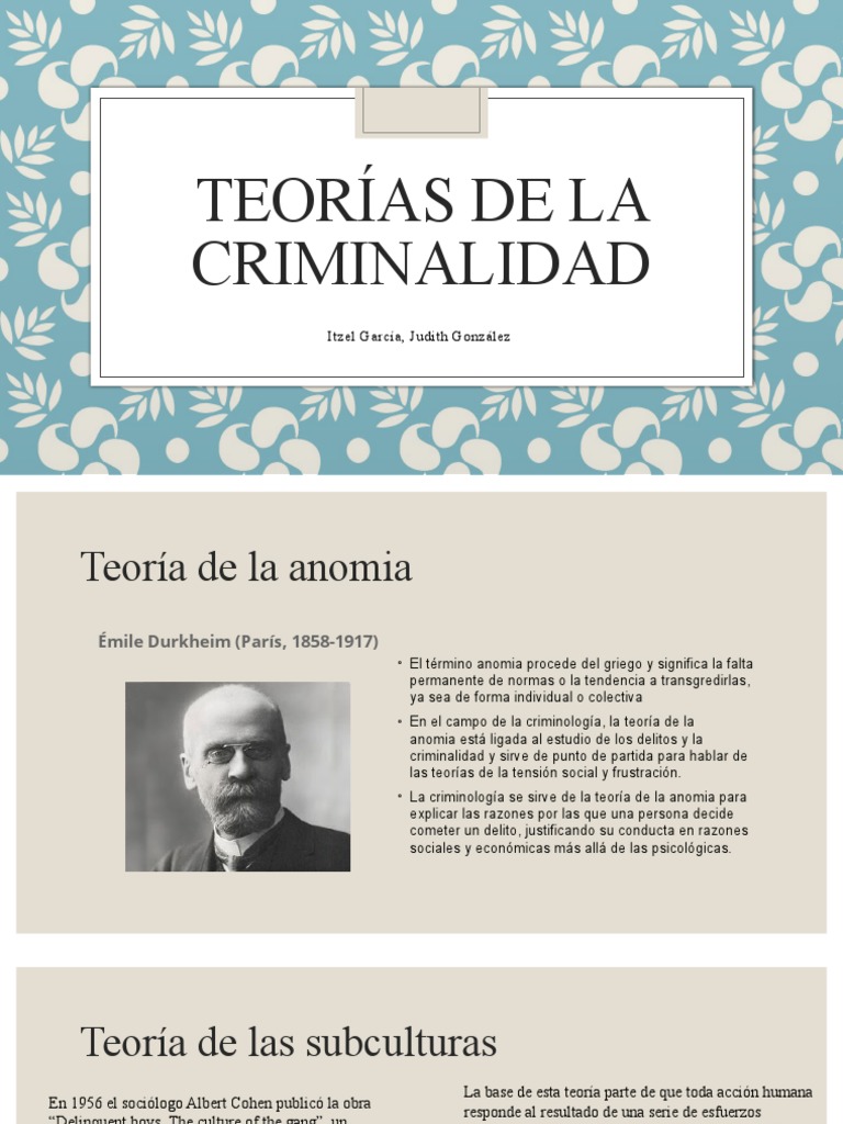 Teorías de La Criminalidad | PDF | Derecho penal | Ciencias del comportamiento