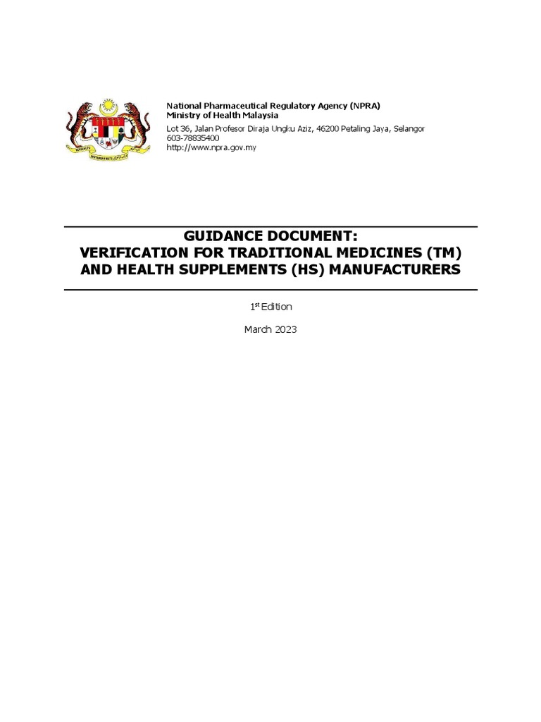Guidance Document Verification For TMHS Manufacturers | PDF | Verification And Validation ...