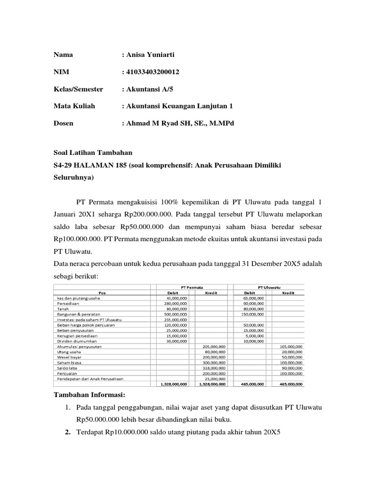 Anisa Yuniarti - 41033403200012 - Akuntansi A - Tugas 4 AKL 1 | PDF | Pengelolaan Keuangan & Uang