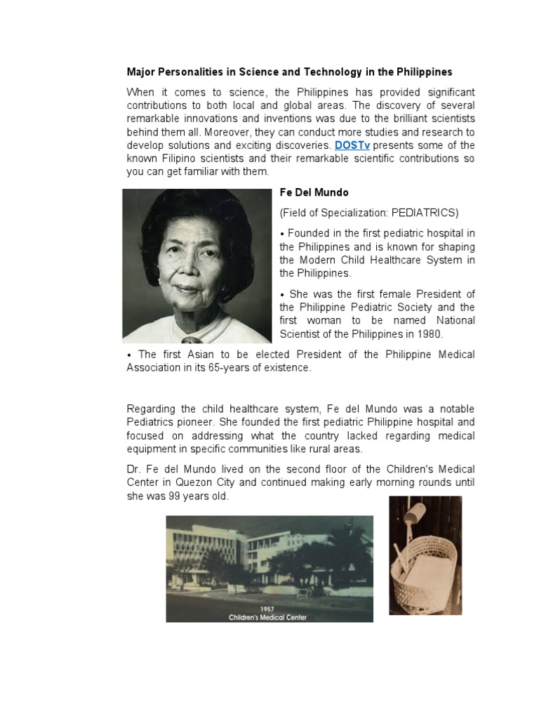 Major Personalities in Science and Technology in The Philippines 2 | PDF