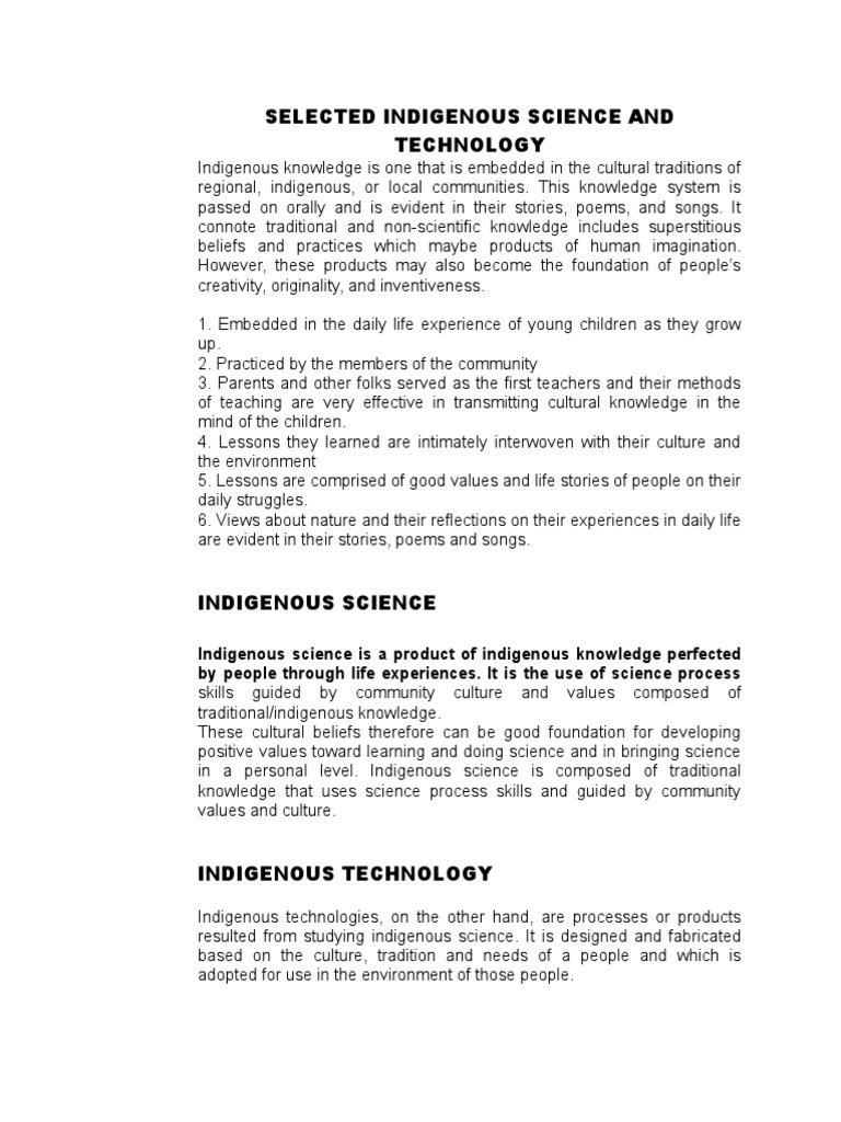 Indigenous Science & Tech Insights | PDF | Food Preservation | Science