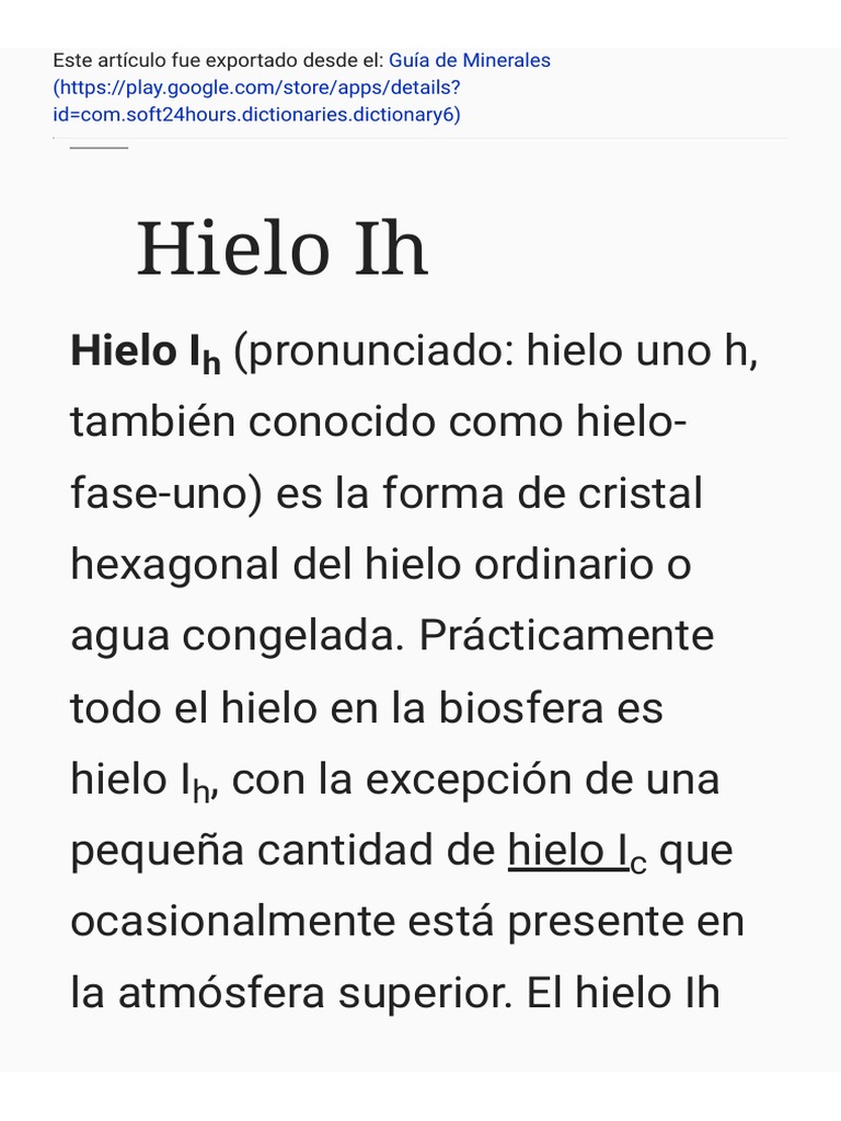 Guía de Minerales Hielo Ih | PDF | Hielo | Naturaleza
