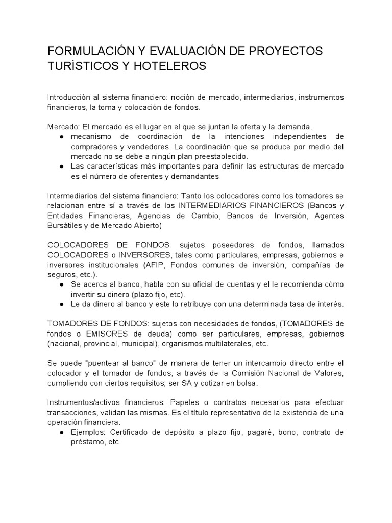 Formulación Y Evaluación De Proyectos Turísticos Y Hoteleros