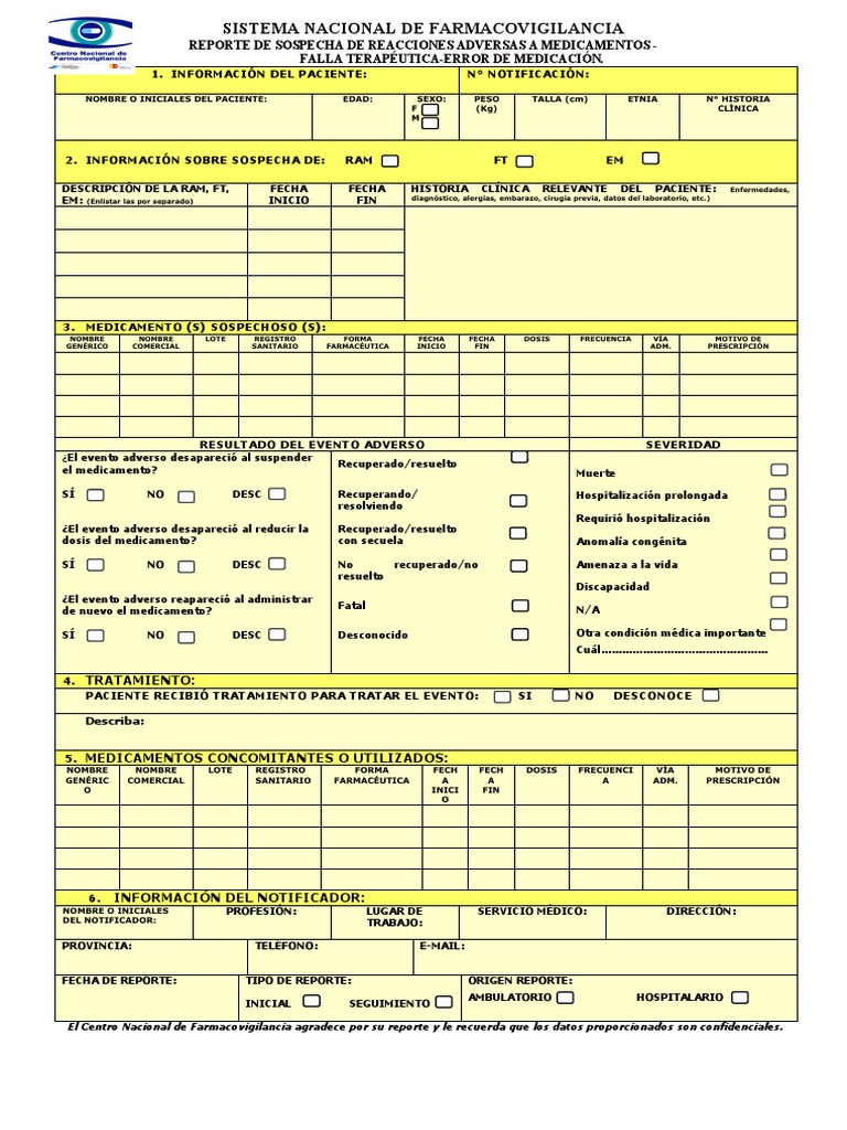 Ficha-Amarilla Farmacovigilancia 02 03 22 | PDF | Ciencia y matemáticas