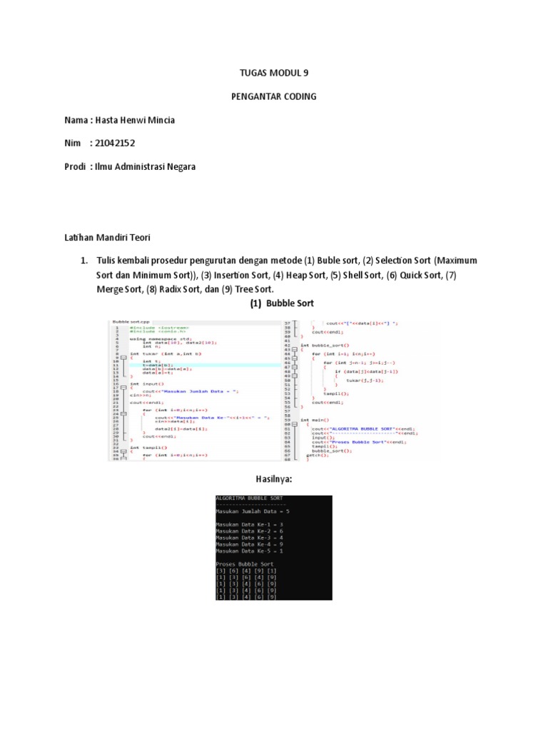 Hasta Henwi Mincia - 21042152 - Tugas Pengantar Coding | PDF