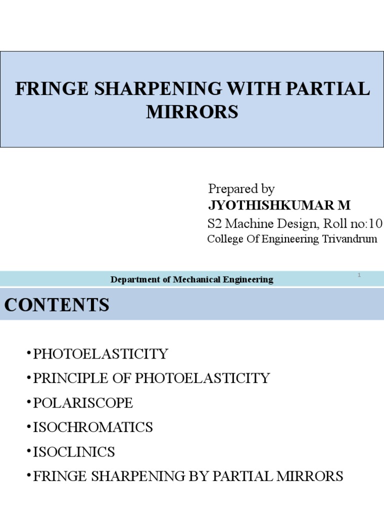 Fringe Sharpening in Photoelasticity | PDF