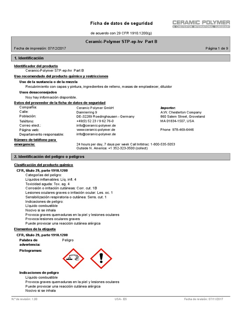 Ceramic-Polymer STP-ep-hv Part B-US-ES CHEST - 1 00 | PDF | Agua | Aerosol