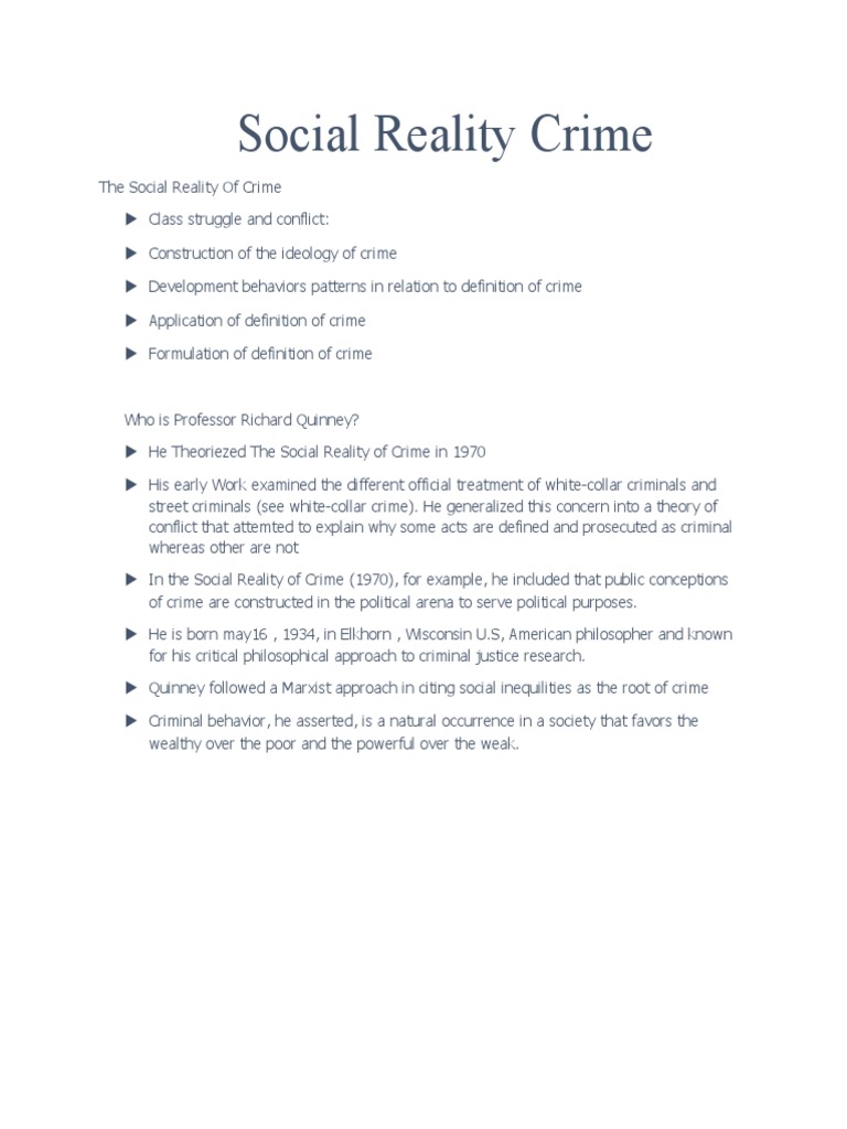 Social Reality Crime | PDF