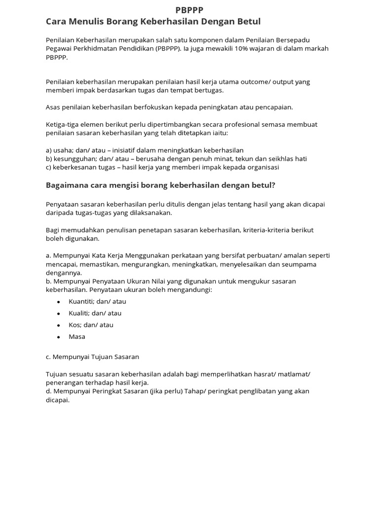 Cara Menulis Borang Keberhasilan 2023 | PDF | Karier & Perkembangan ...