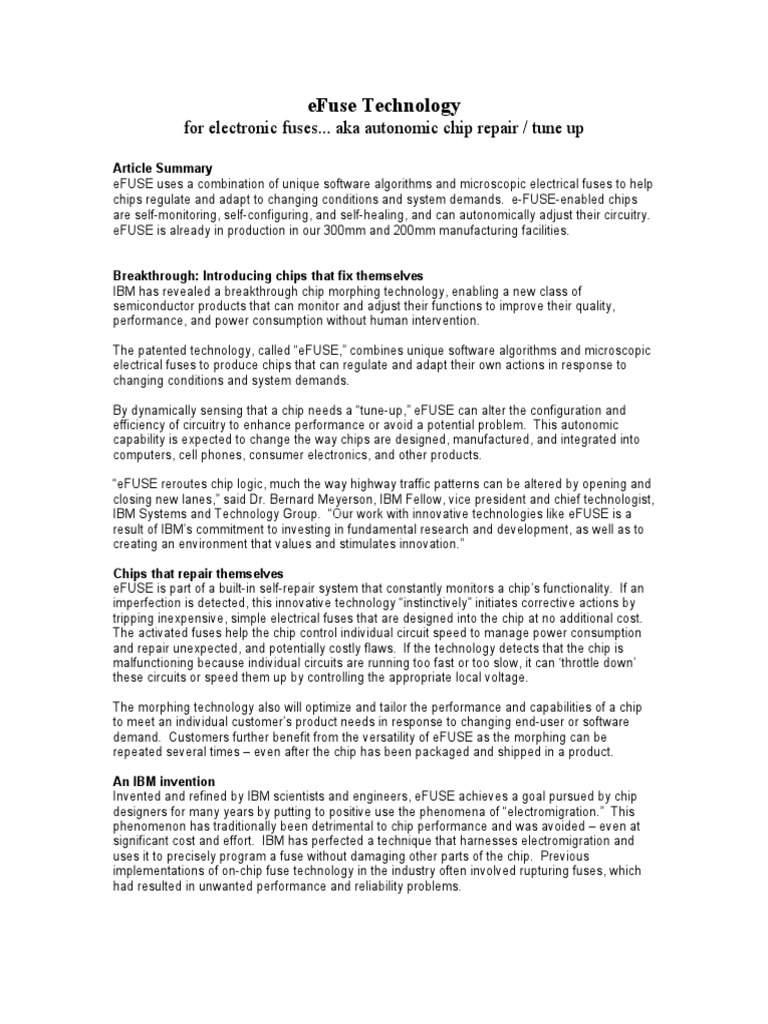 E FUSE | PDF | Microprocessor | Integrated Circuit