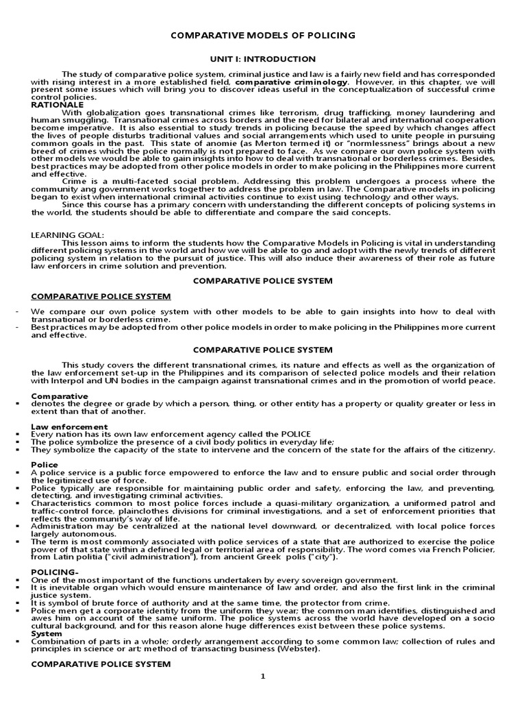 Comparative Models of Policing | PDF | Police | Organized Crime