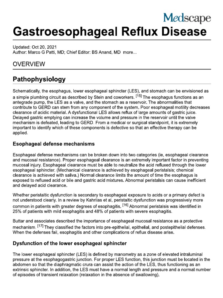 Pathophysiology of GERD | PDF