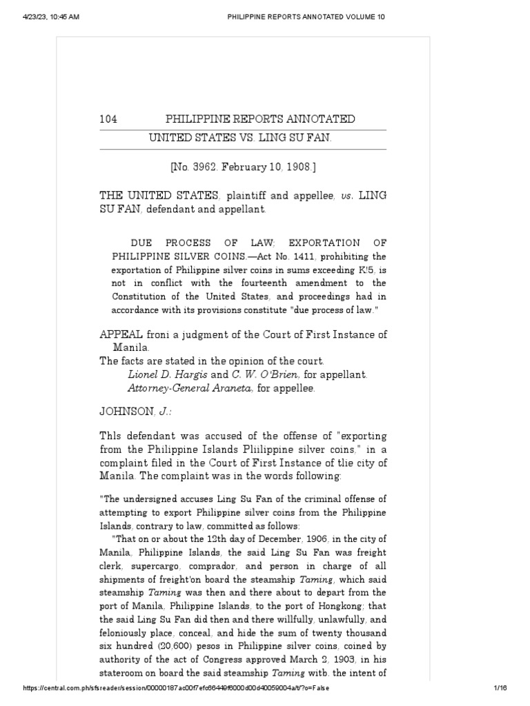 US vs. Ling Su Fan: Due Process Case | PDF | Fourteenth Amendment To ...