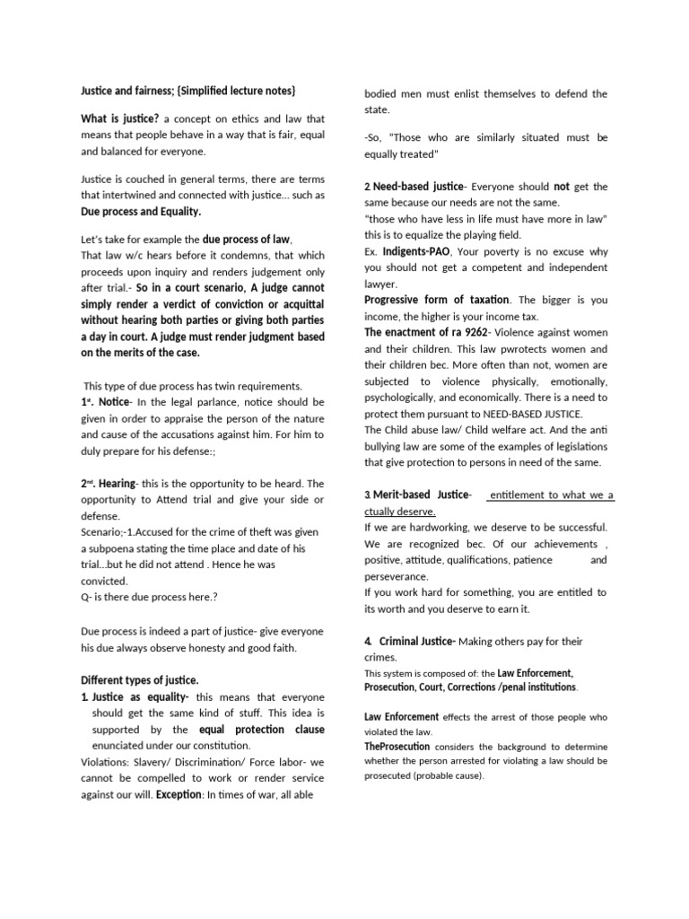 Understanding Justice and Fairness Concepts | PDF | Reasonable Doubt ...