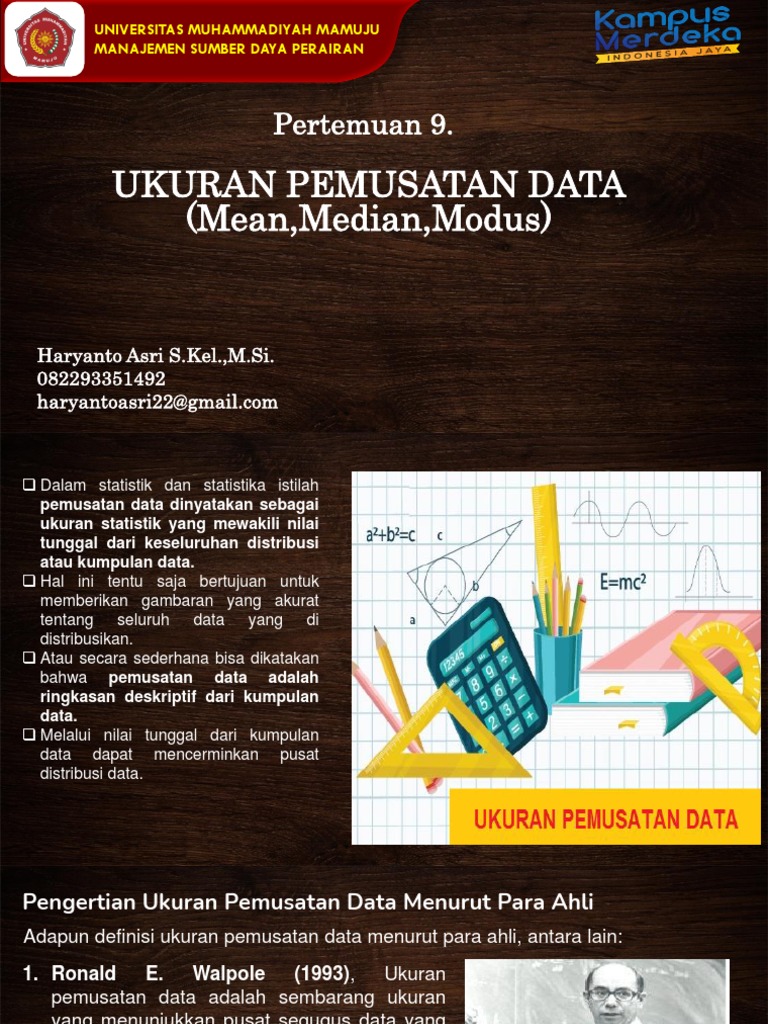 Pertemuan 7. Ukuran Pemusatan Data (Mean,Modus,Median) | PDF