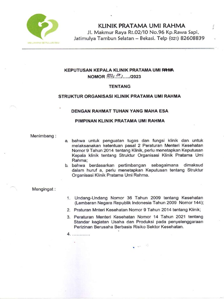 SK Struktur Organisasi | PDF