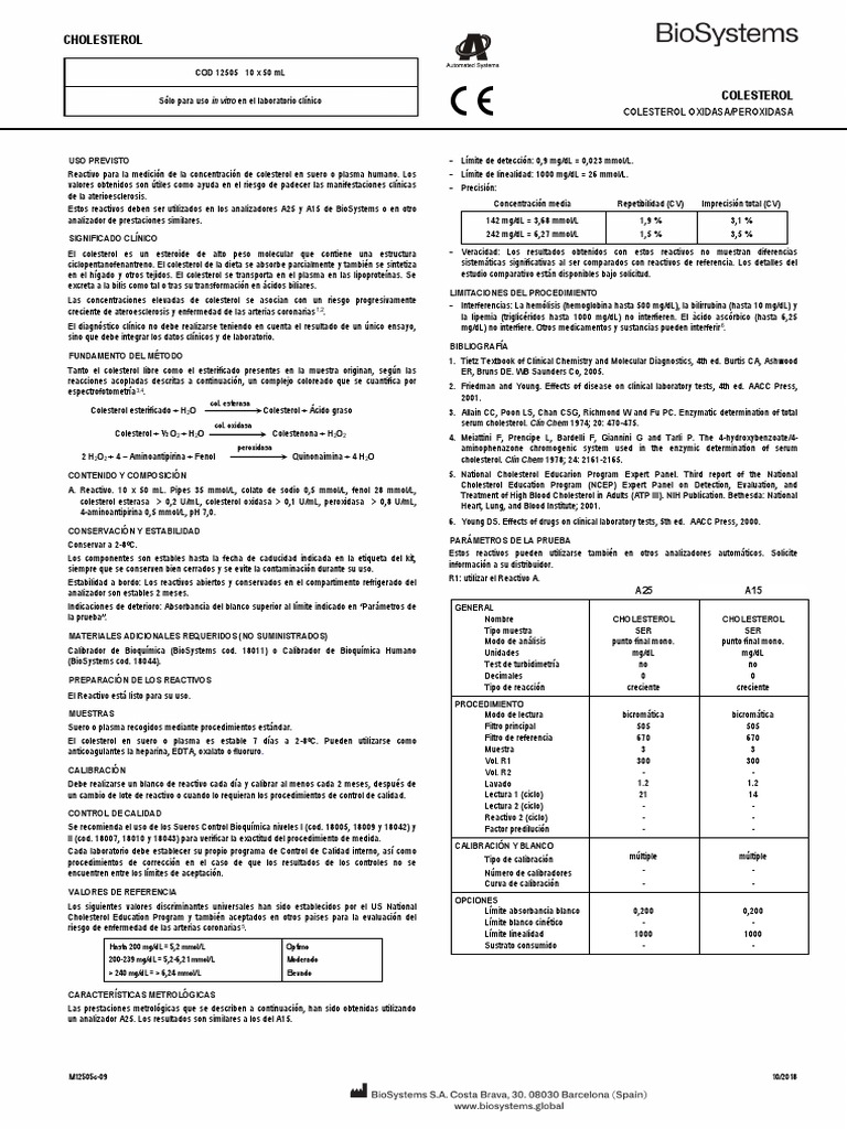 Inserto col biosystems | PDF | Química | Especialidades Medicas