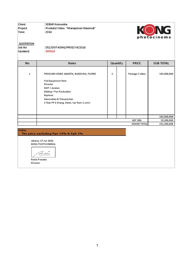 Quotation Indonesia Video Project | PDF