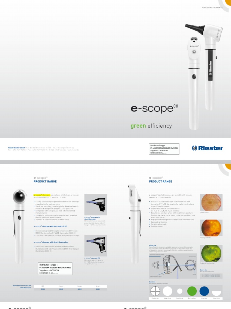 Brosur RIESTER E-Scope Otoscope | PDF | Optics | Aperture