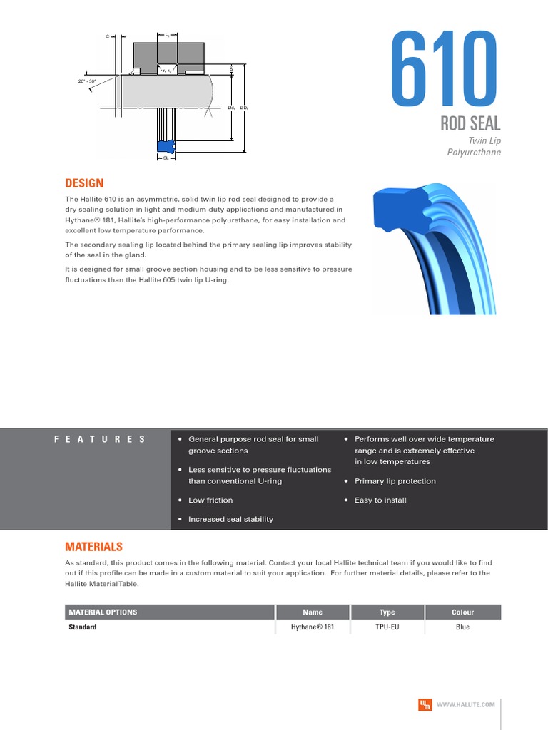 Hallite - 610 - Datasheet - ROD SEAL | PDF | Building Engineering ...