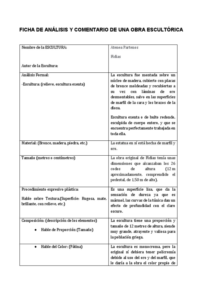 FICHA DE ESCULTURA Greysi EIiana | PDF | Escultura | Estética
