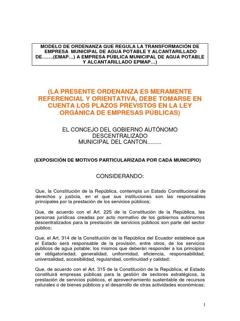 Transformación de EMAP a EPMAP en Ecuador | PDF | Derecho