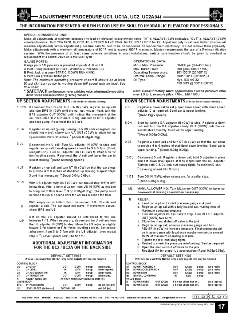 uc1-uc2-adjustment-procedure | PDF | Valve | Pump