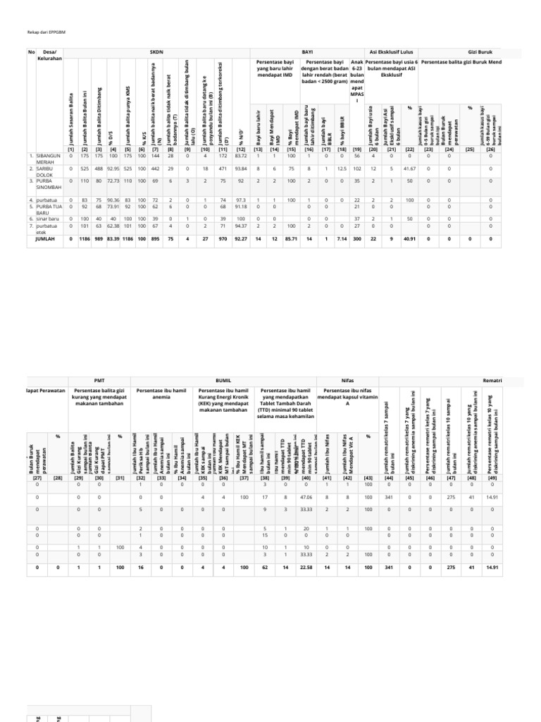 Rekap Eppgbm Bulanan | PDF