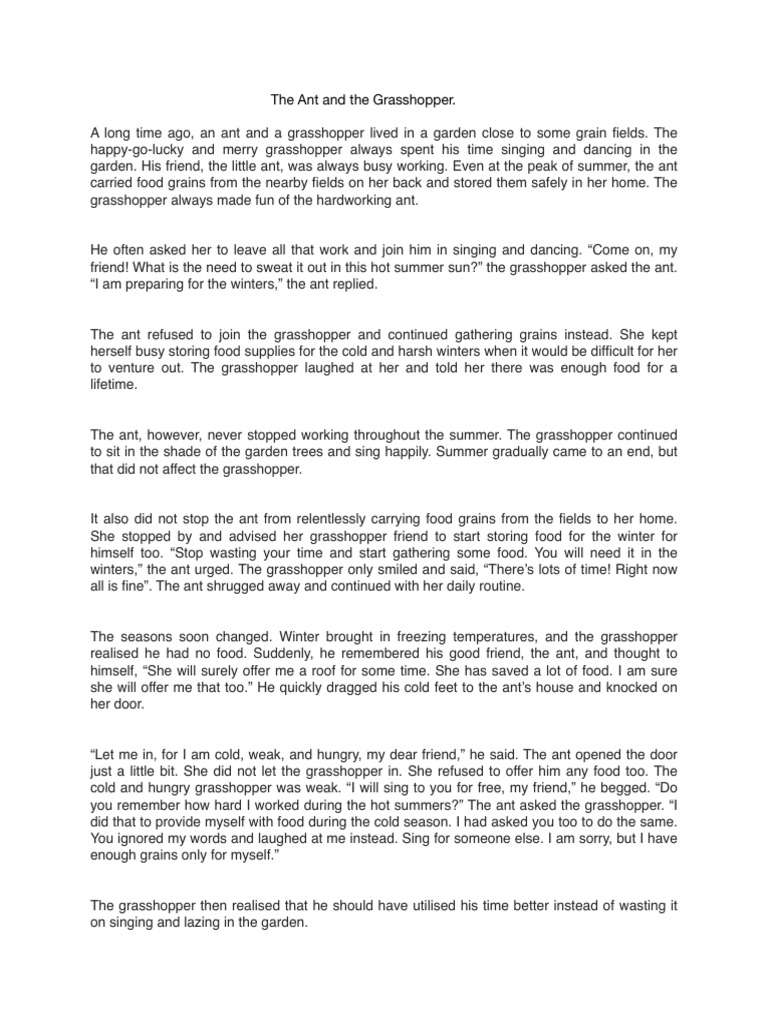 The Ant and The Grasshopper | PDF