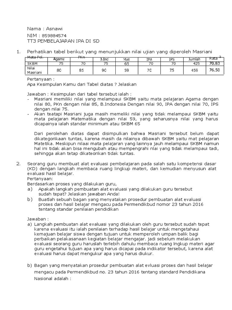 TT3 - Asnawi - PEMBELAJARAN IPA DI SD-2 | PDF