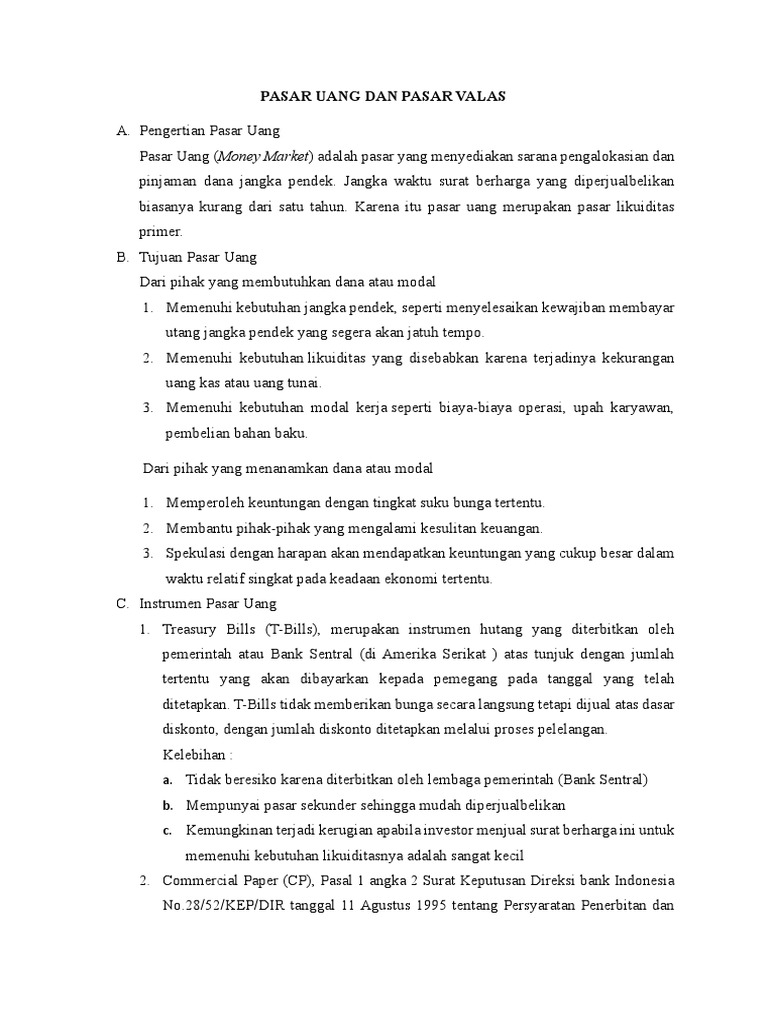 Pasar Uang Pasar Valas | PDF | Bisnis | Pengelolaan Keuangan & Uang