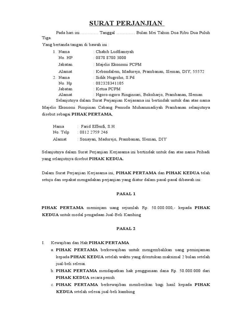 Surat Perjanjian | PDF