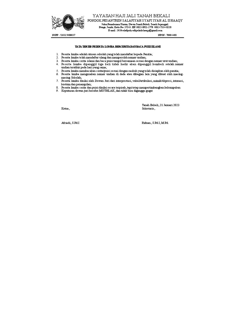 Tata Tertib Lomba | PDF Tata Tertib Lomba | PDF