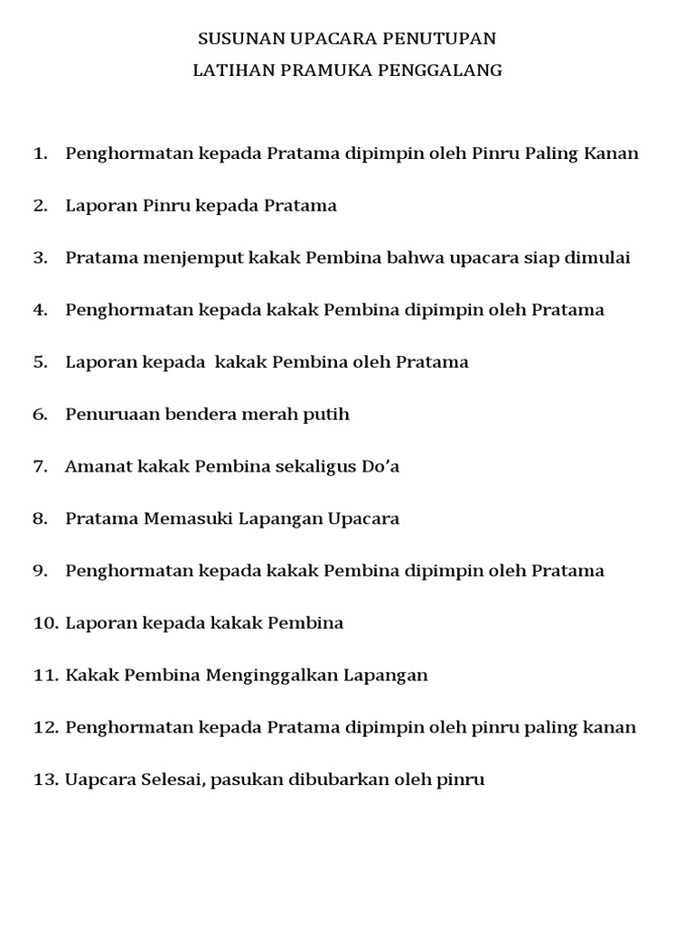 Susunan Upacara Penutupan Pramuka | PDF