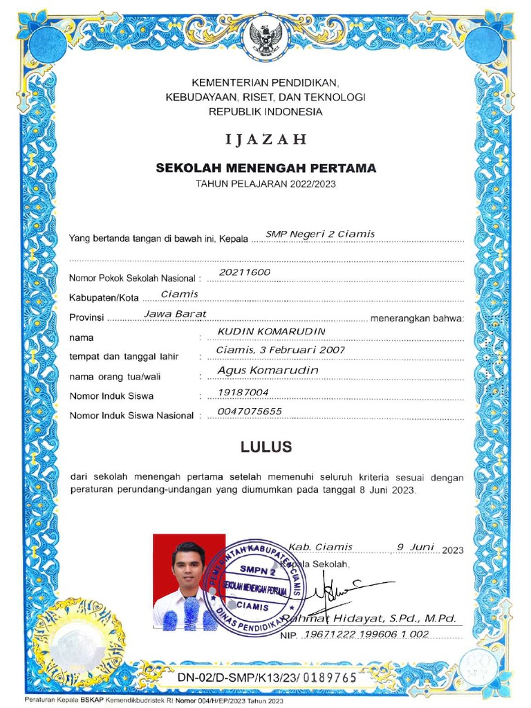 Contoh Ijazah 2023 | PDF