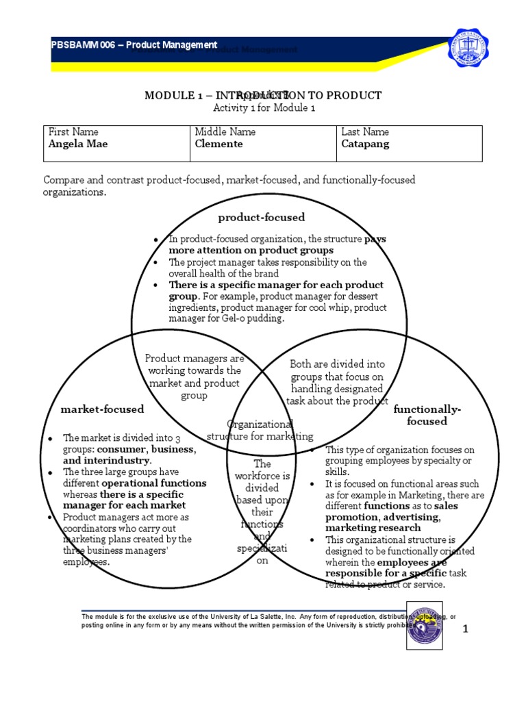Contrast Product-Focused, Market-Focused, and Functionally-Focused ...