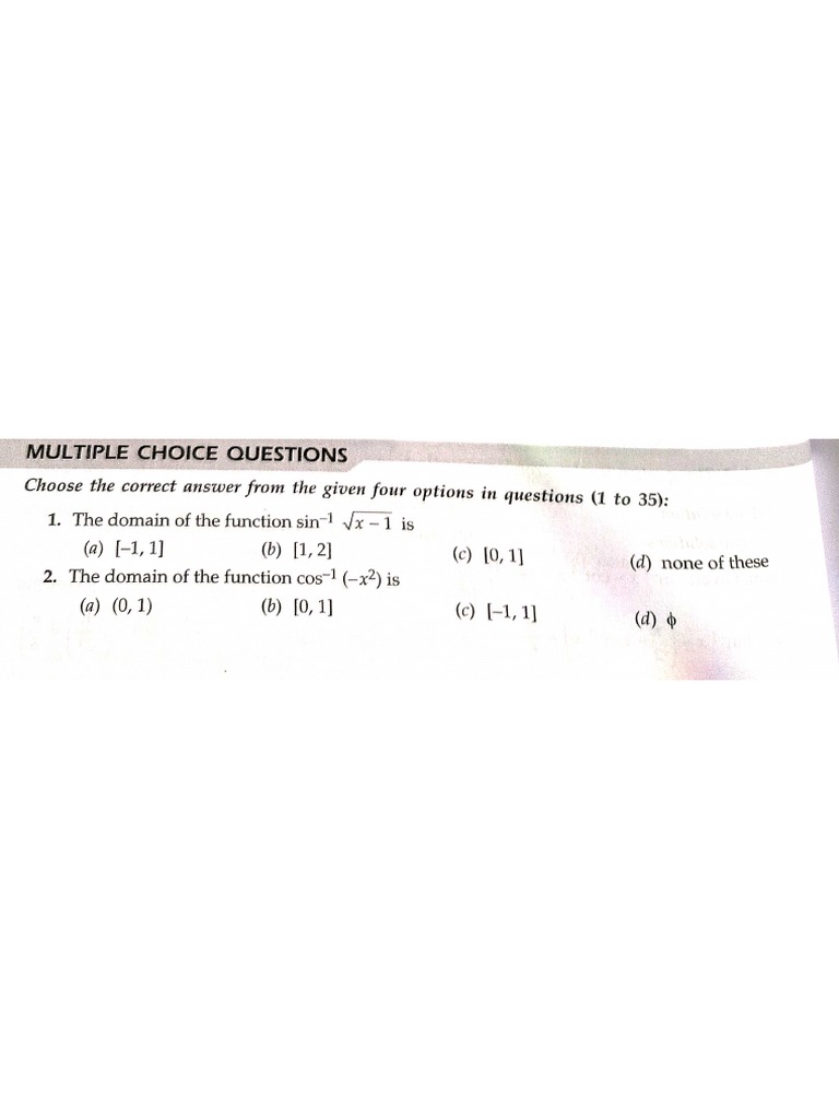 Inverse Trigonometry Function Pdf