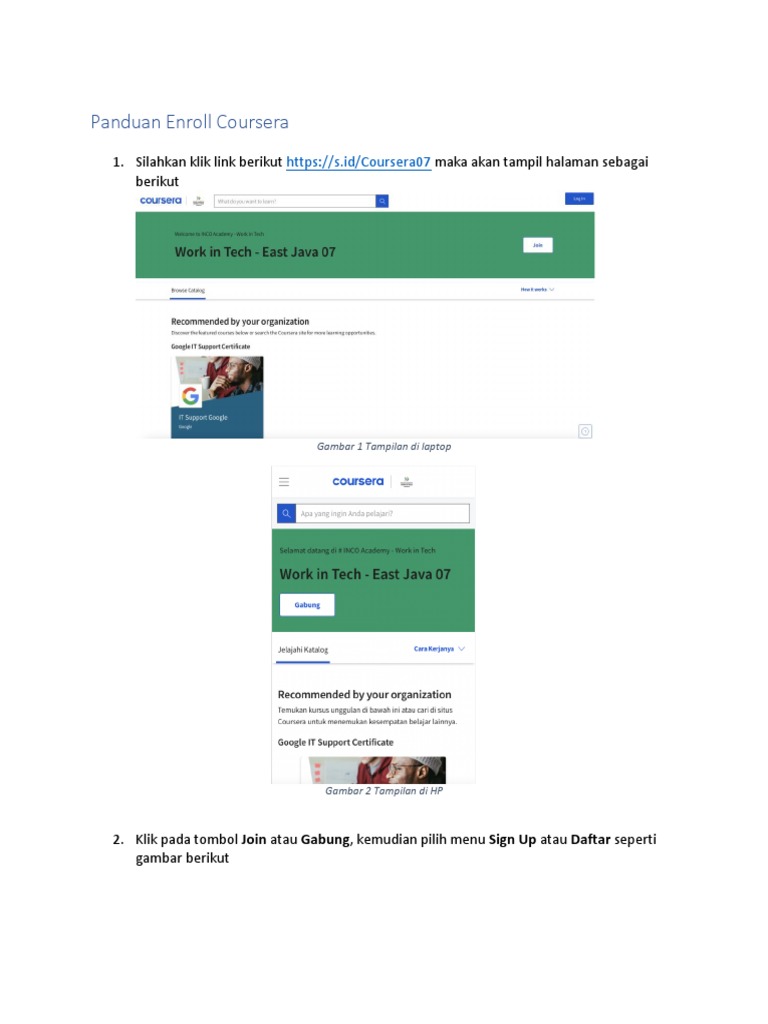 Panduan Enroll Coursera - Aguna Course | PDF