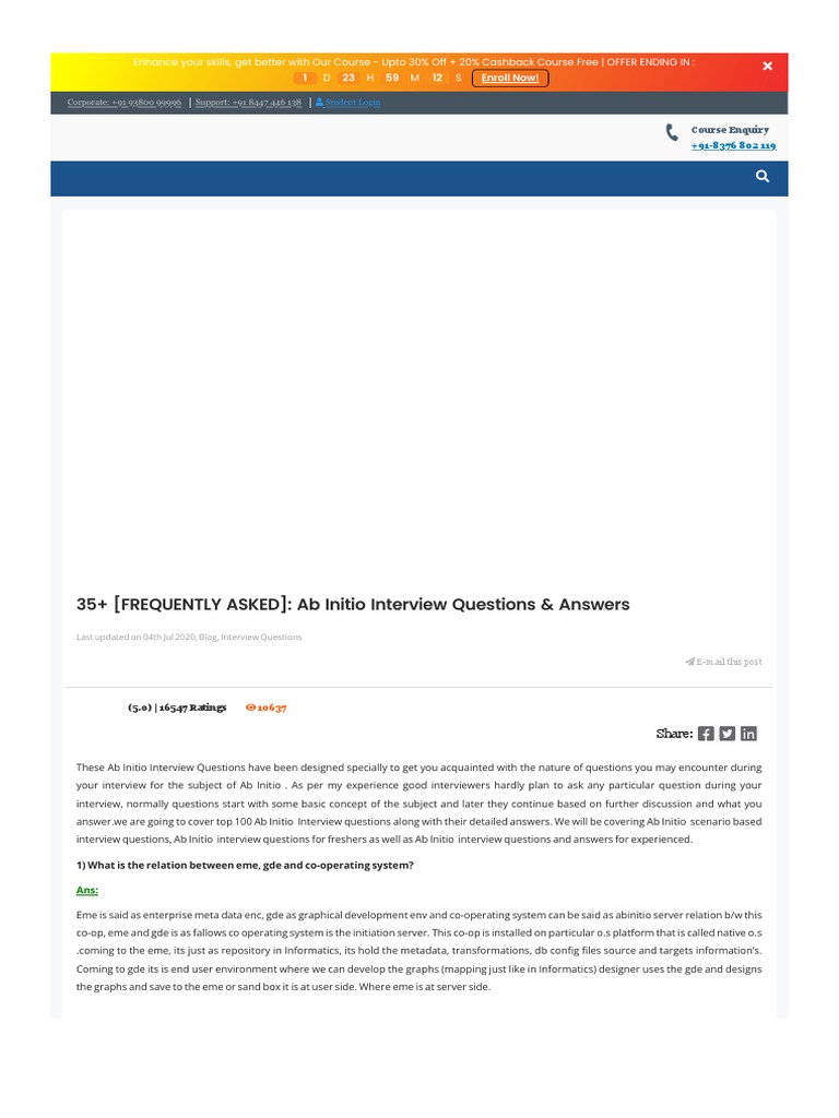 135+ [FREQUENTLY ASKED]- Ab Initio Interview Questions & Answers | PDF | Parameter (Computer ...