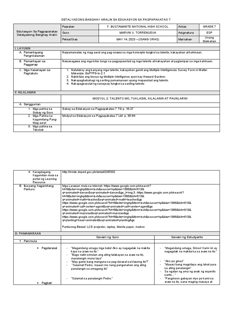 DETAILED LESSON PLAN IN EsP7 | PDF