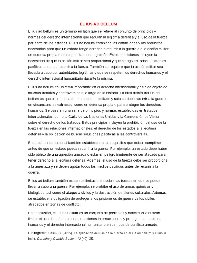 EL IUS AD BELLUM - Ensayo | PDF | Ley humanitaria internacional | Derechos