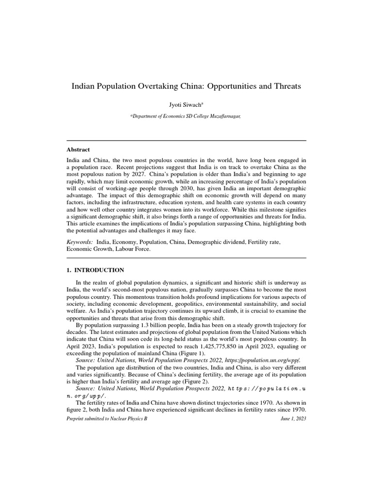 Indian Population Overtaking China | PDF