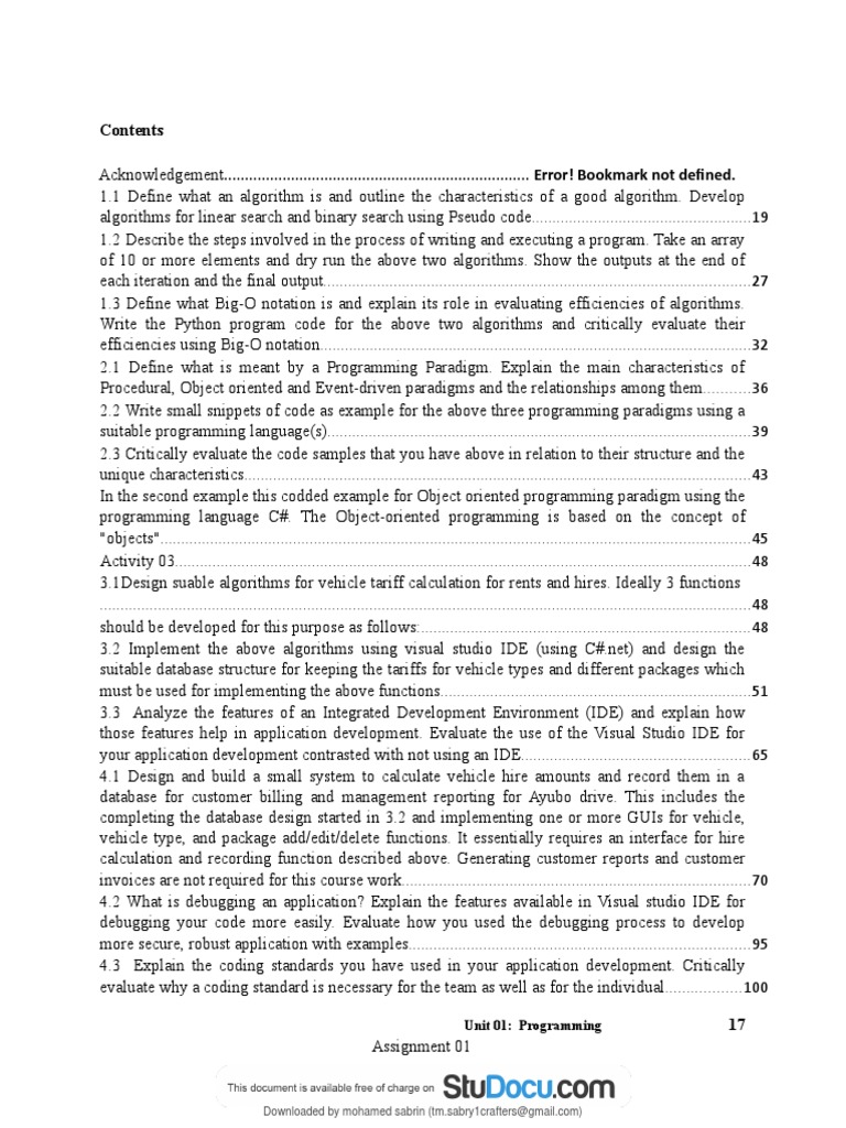 Sample Programming Assignment Pdf Pdf Algorithms Computer Programming