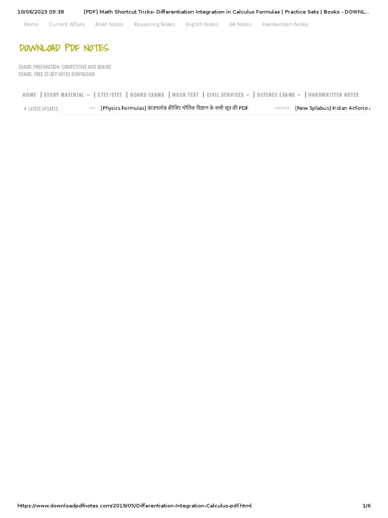 (PDF) Math Shortcut Tricks - Differentiation Integration in Calculus ...